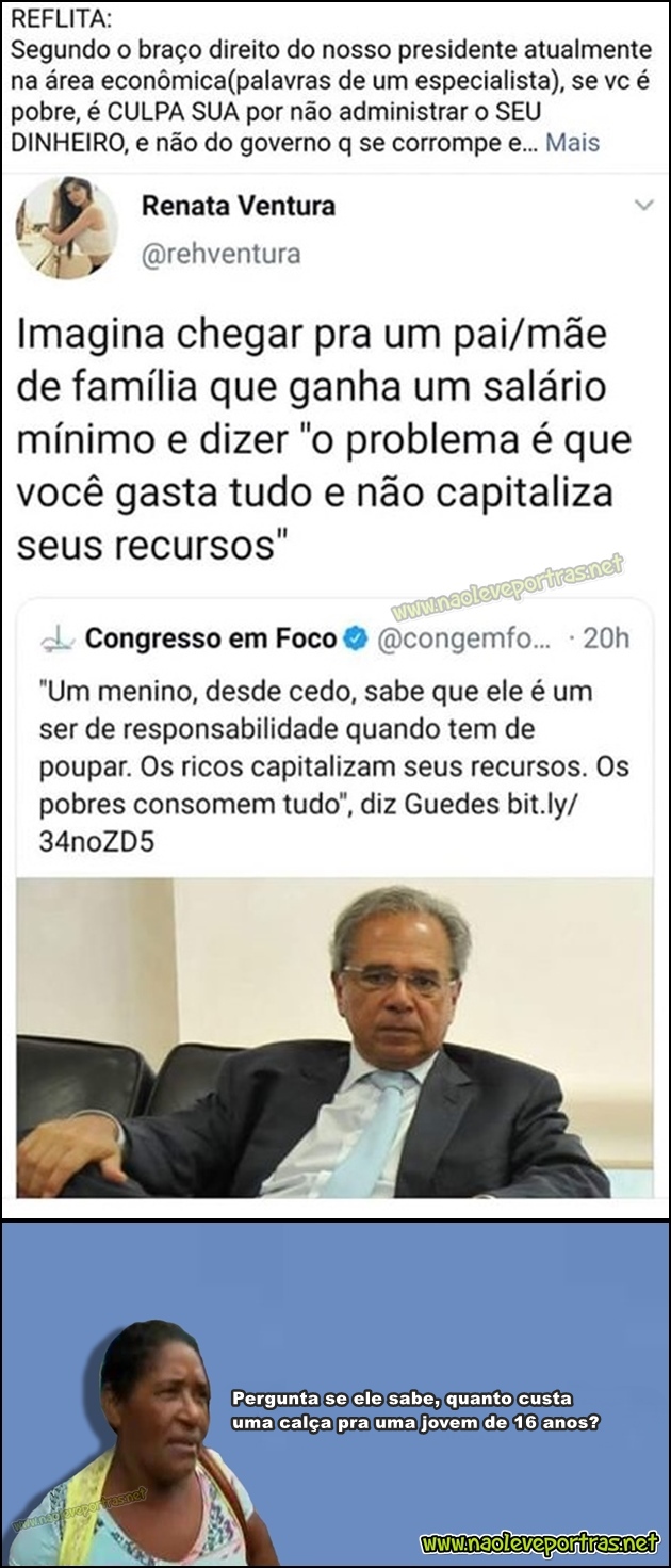 paulo-guedes meme - Não leve por trás